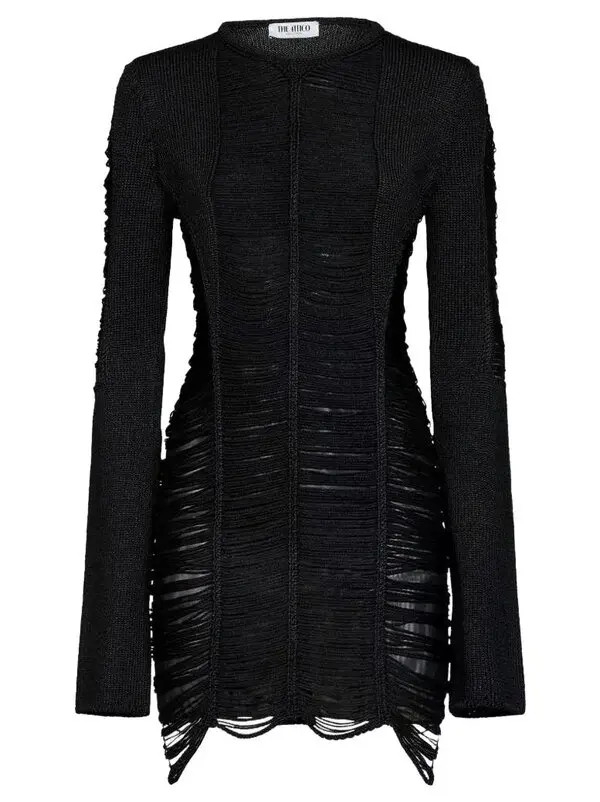 Attico Fringe-detail Mini Dress - Black