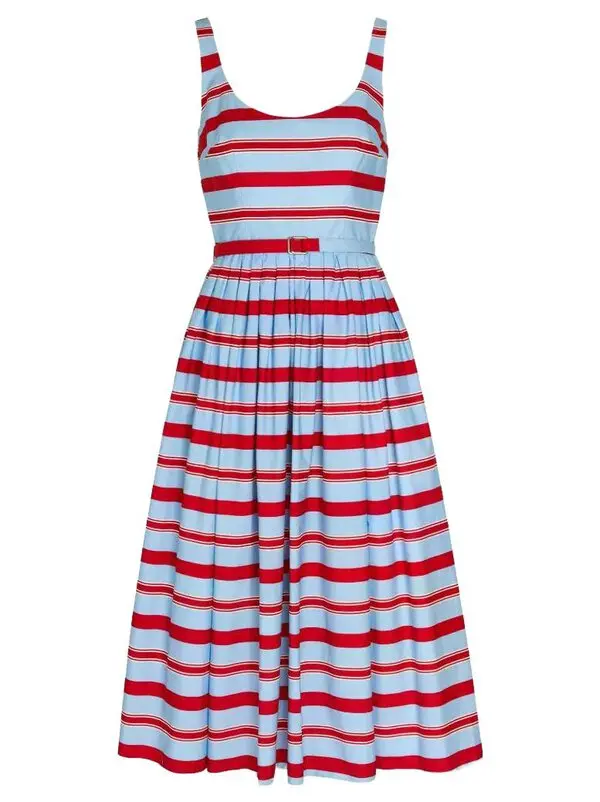 EMILIA WICKSTEAD Eglantine Striped-pattern Midi Dress - Blue
