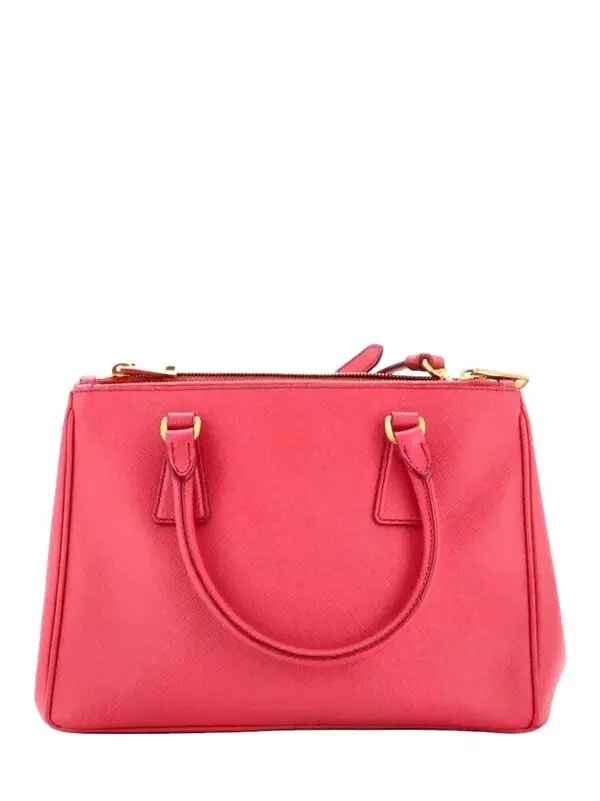 Prada Saffiano Leather Double Zip Tote Bag - Pink
