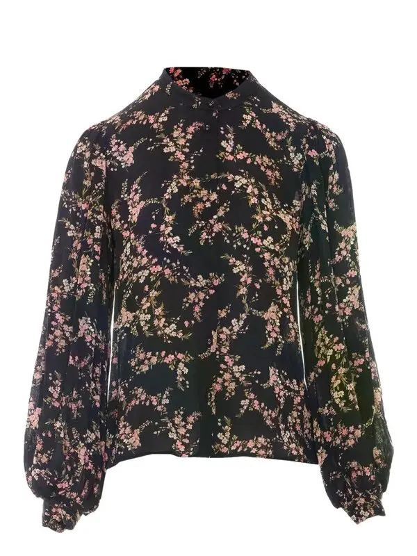 TWINSET Floral-print Long-sleeve Shirt - Black