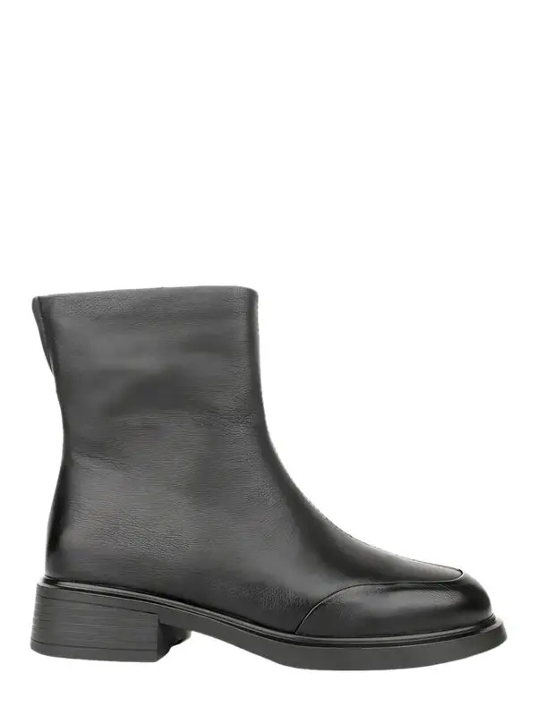 LINDA BAUMANN Side-zip Leather Ankle Boots - Black