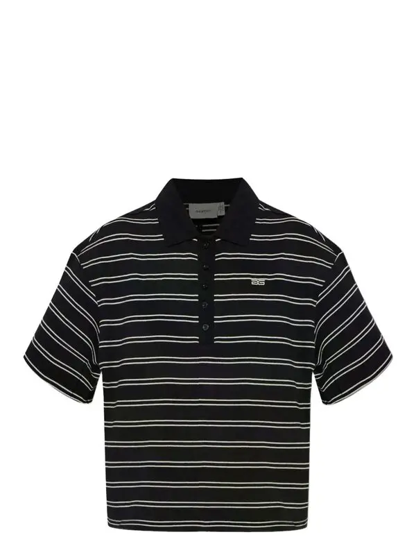 GESTUZ Striped Polo Shirt - Black