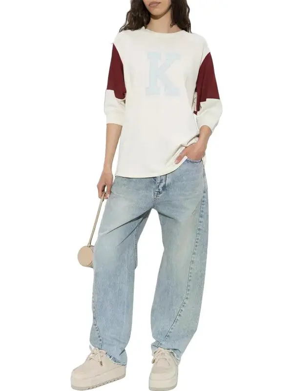 Kenzo Logo Patch Panelled T-shirt - Neutrals
