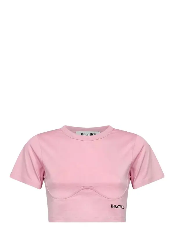 Attico Logo-embroidered T-shirt - Pink