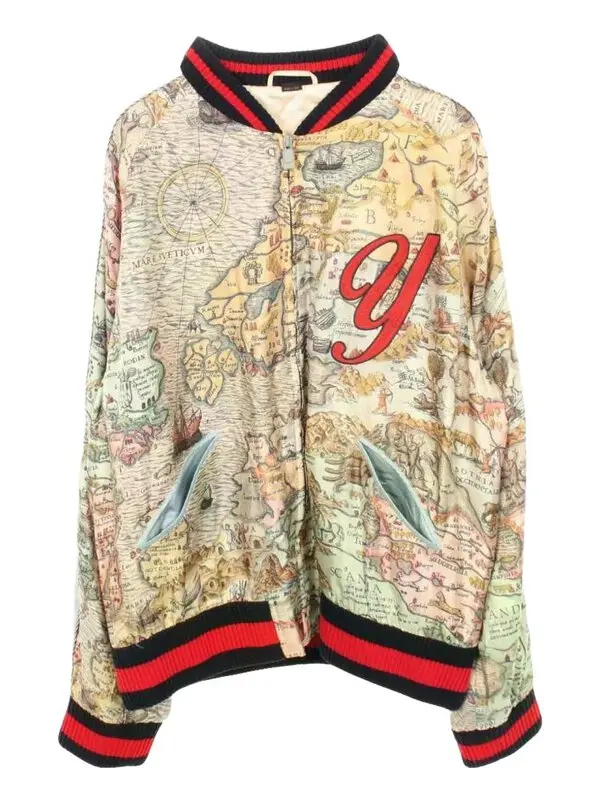 Gucci Map-print Bomber Jacket - Neutrals