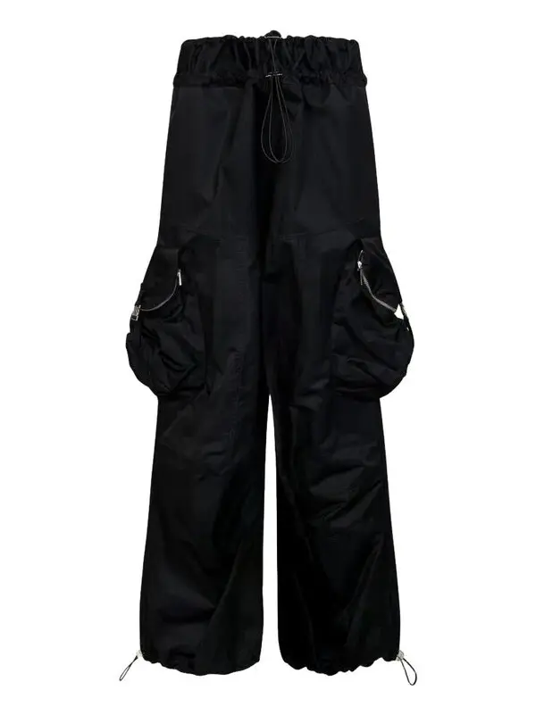 Attico Drawstring-waist Cargo-pockets Trousers - Black
