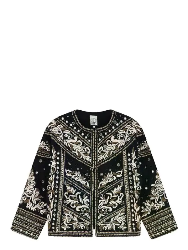SCARLETT POPPIES Tanika Embroidered Sequin-embellished Jacket - Black