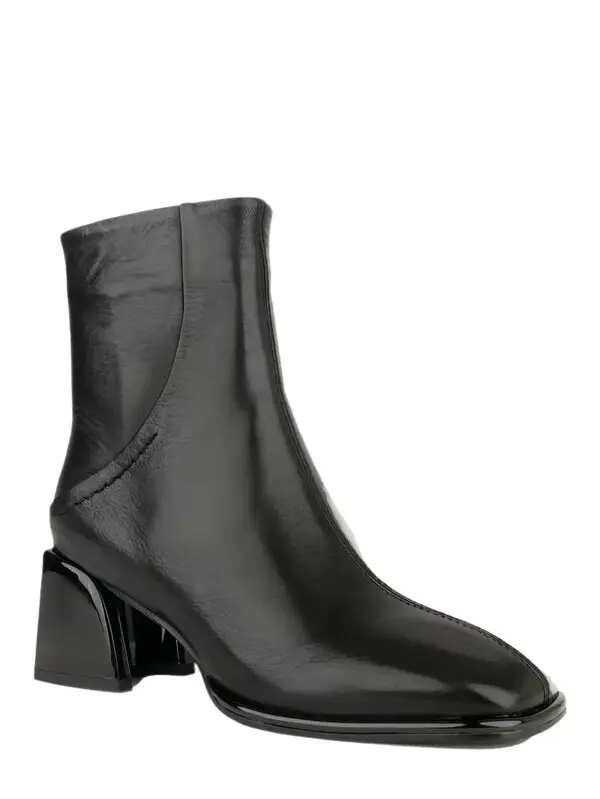 LINDA BAUMANN Sculptural Heel Leather Ankle Boots - Black