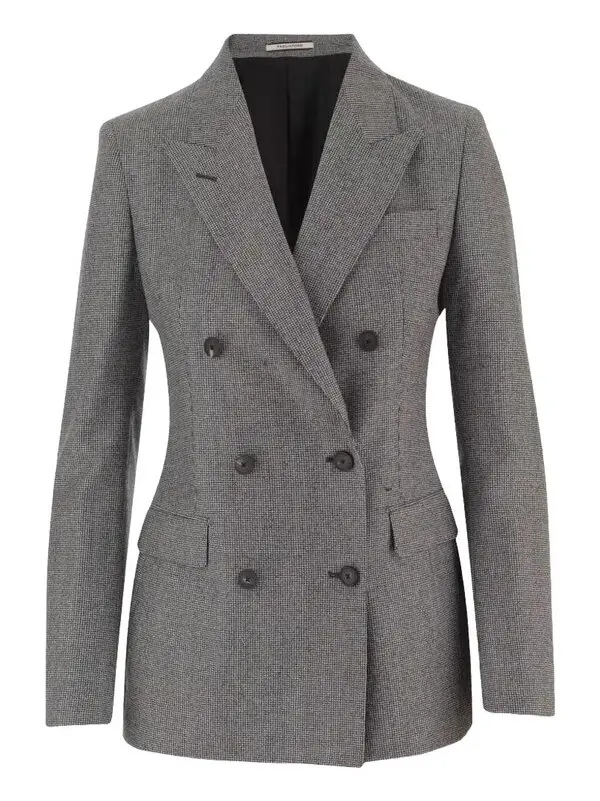 Tagliatore Double-breasted Micro-check Blazer - Grey