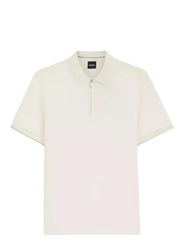 BOSS Regular-fit Polo With Zipper Closure - Neutrals
