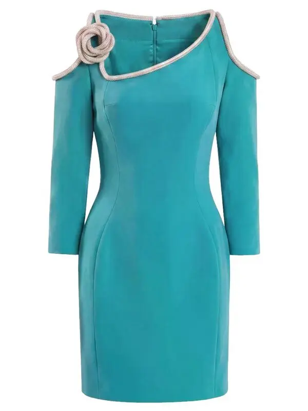 SAIID KOBEISY Crystal-embellished Cold-shoulder Mini Dress - Blue