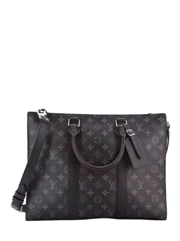 LOUIS VUITTON Sac Plat Monogram Eclipse Canvas Tote Bag - Black