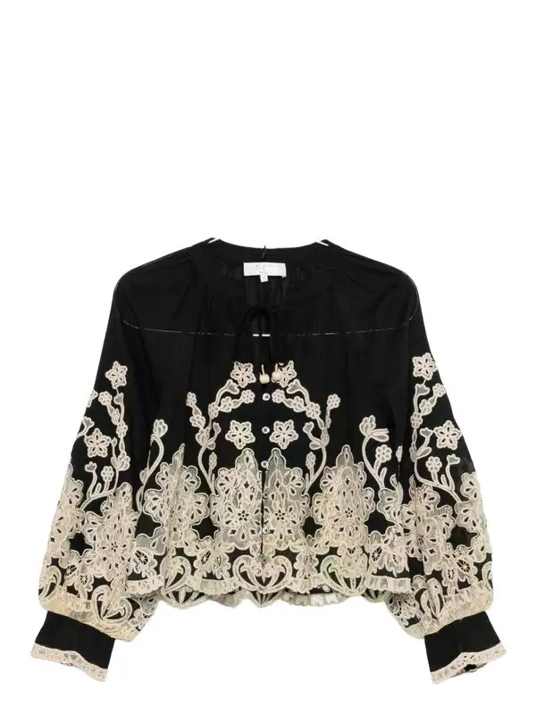 Sea Gracelyn Lace-trimmed Embroidered Blouse - Black
