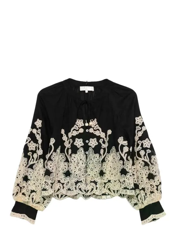 Sea Gracelyn Lace-trimmed Embroidered Blouse - Black