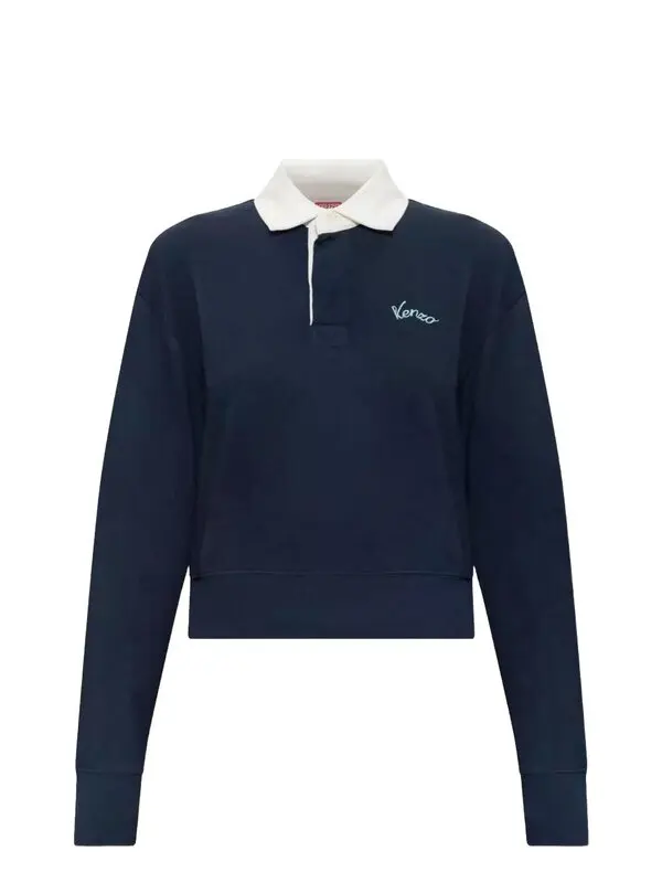 Kenzo Varsity Embroidered Logo Polo Shirt - Blue