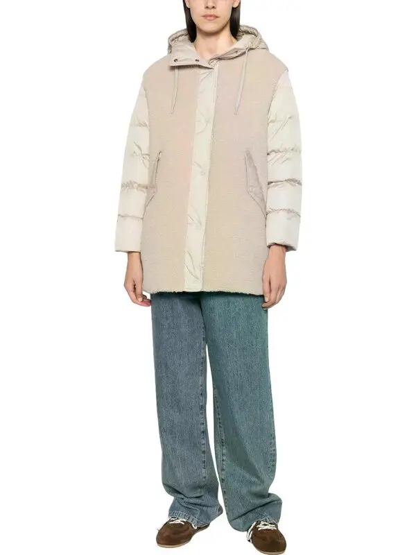 Herno Hooded Panelled Coat - Neutrals
