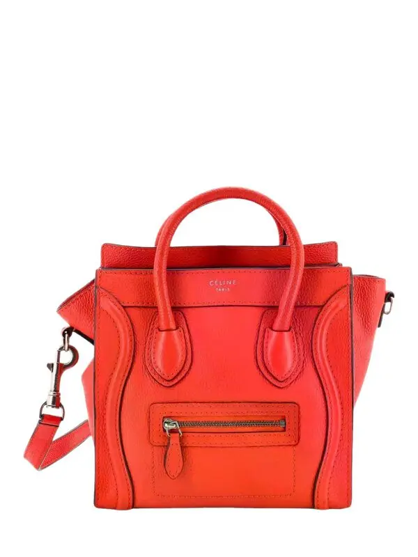 Celine Luggage Bag Grainy Leather Nano Crossbody Bag - Red