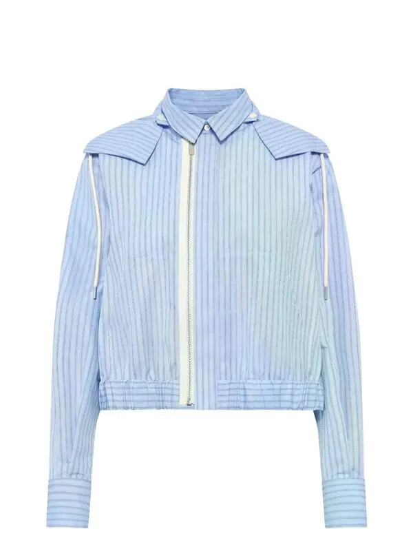Sacai Striped Drawstring Hoodie - Blue