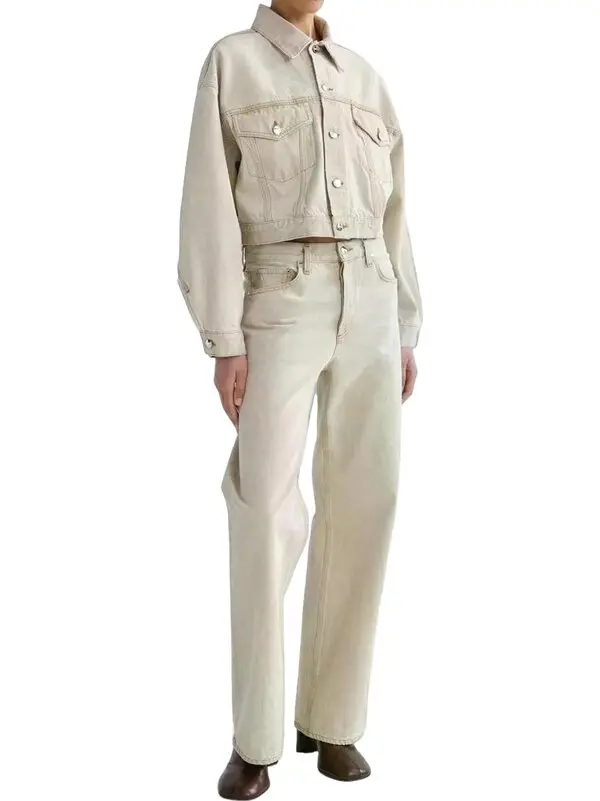 AGOLDE Palmer Cropped Denim Jacket - Neutrals