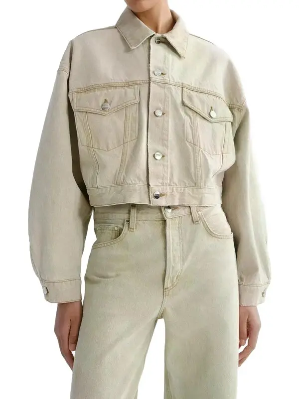 AGOLDE Palmer Cropped Denim Jacket - Neutrals