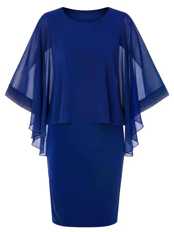 Frank Lyman Embellished Cape Overlay Mini Dress - Blue