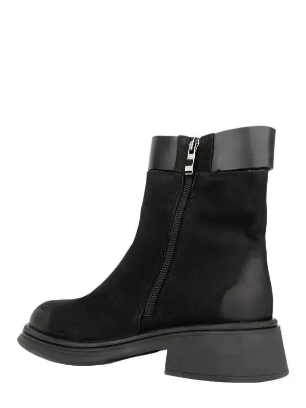 LINDA BAUMANN Paneled Ankle Boots With Buckle Detail - Black