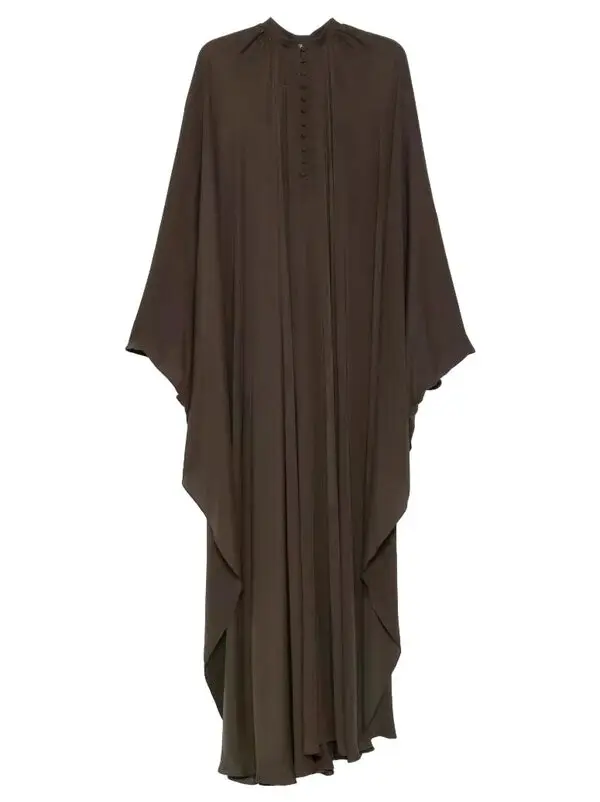 TOM FORD Gathered Maxi Silk Dress - Brown