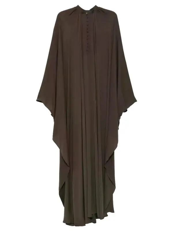 TOM FORD Gathered Maxi Silk Dress - Brown