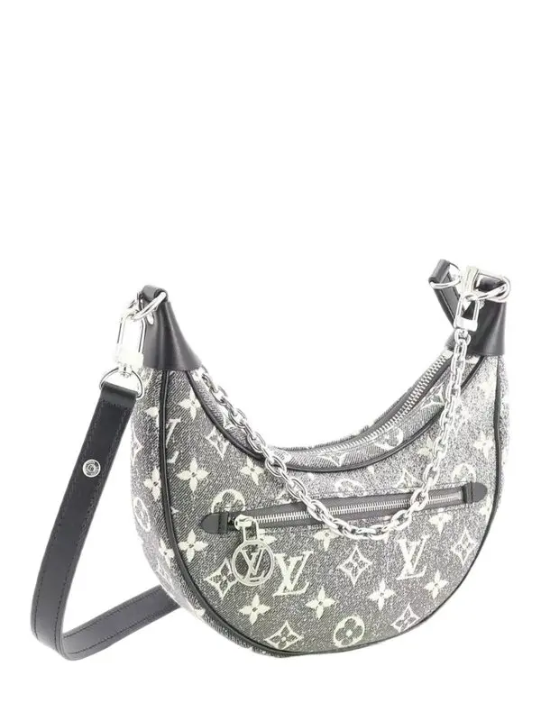 LOUIS VUITTON Monogram Jacquard Denim Loop Hobo Bag - Black