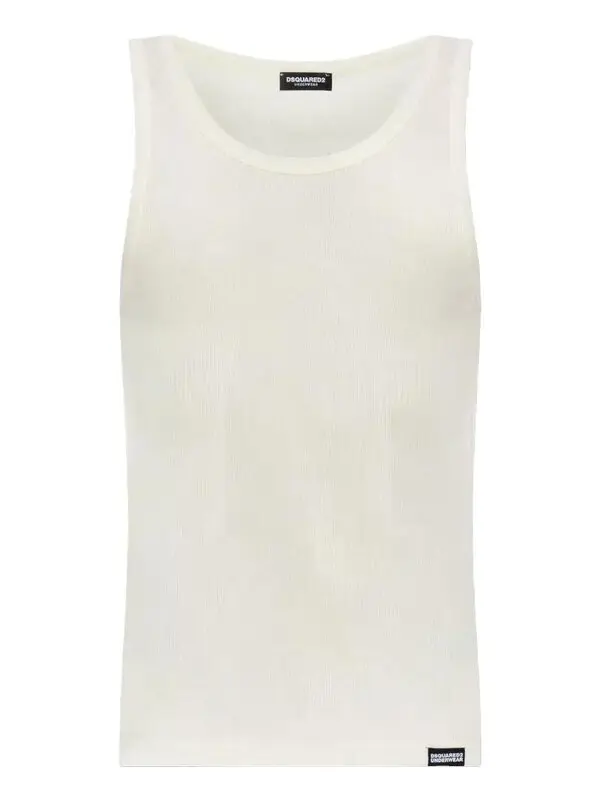 Dsquared2 Cotton Round Neck Tank Top With Embroidered Logo - White
