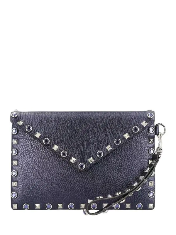 Valentino Garavani Rockstud Crystal Embellished Clutch Bag - Blue