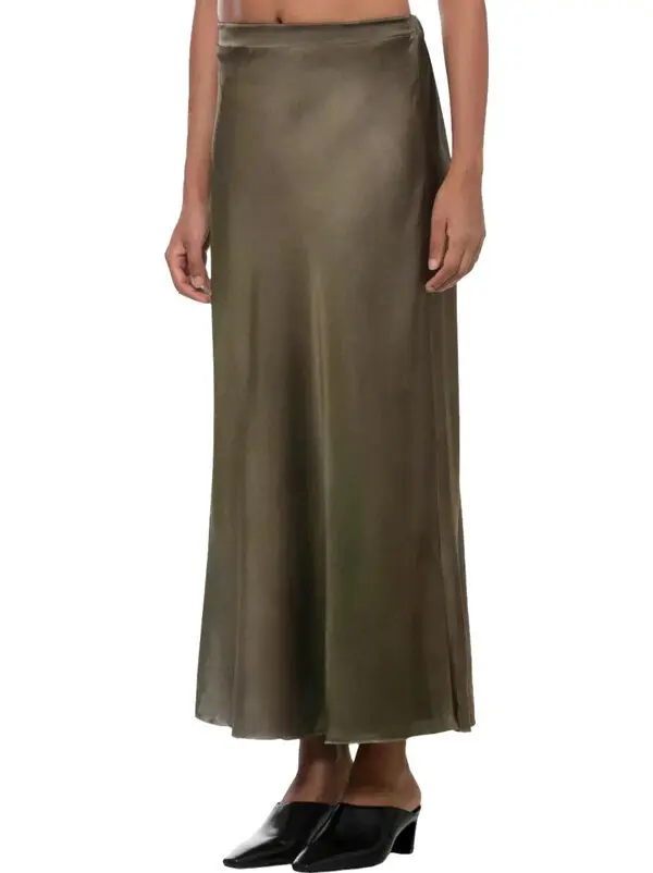 Avant Toi Satin-finish Maxi Skirt - Green