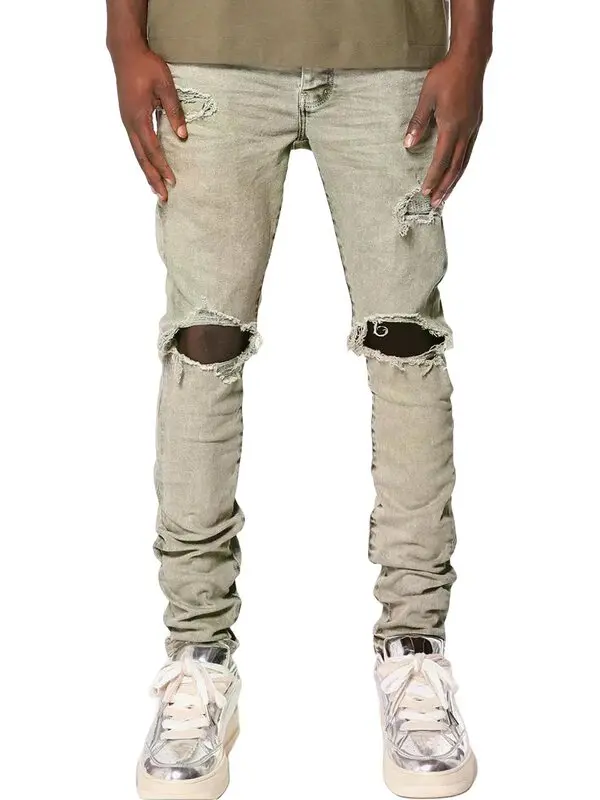 PURPLE BRAND Distressed Skinny Fit Jeans - Neutrals