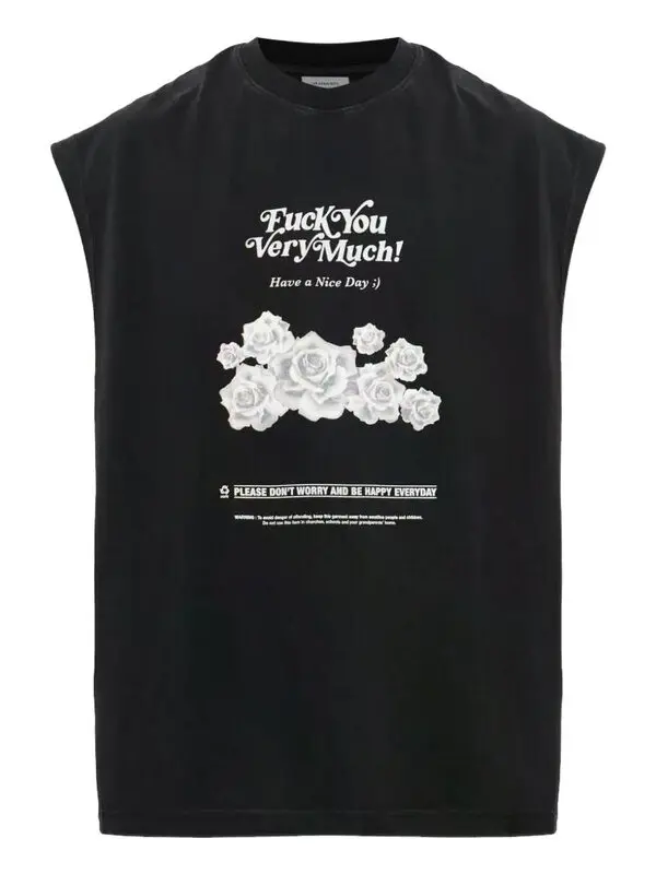 Vetements Graphic-print Sleeveless T-shirt - Black