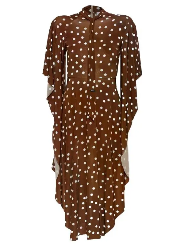 Vetements Polka-dot Asymmetric Dress - Brown