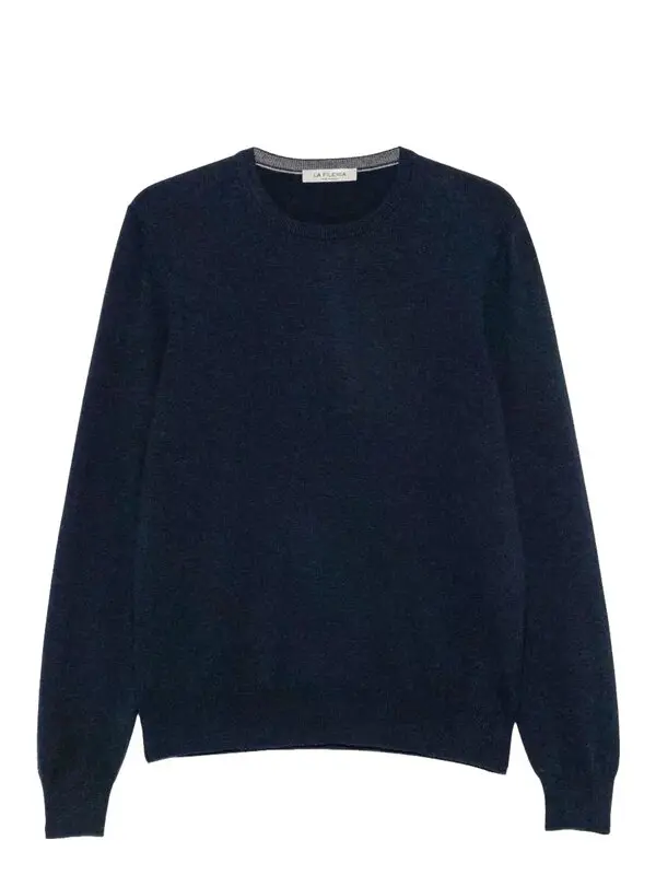 FILERIA Crew Neck Long Sleeve Sweater - Blue