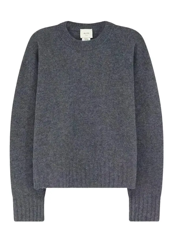 ALYSI Ribbed-trim Crew-neck Wool Sweater - Grey