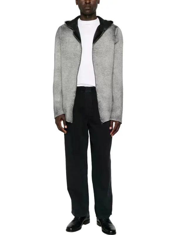 Avant Toi Knitted Zip-up Hooded Sweater - Grey