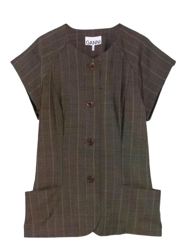 GANNI Pinstripe Vest - Brown