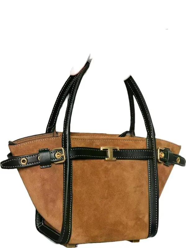 TOD'S Suede Tote Bag With Gold-tone Hardware - Brown