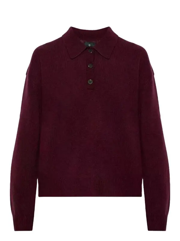 ANINE BING Lee Polo Sweater - Red