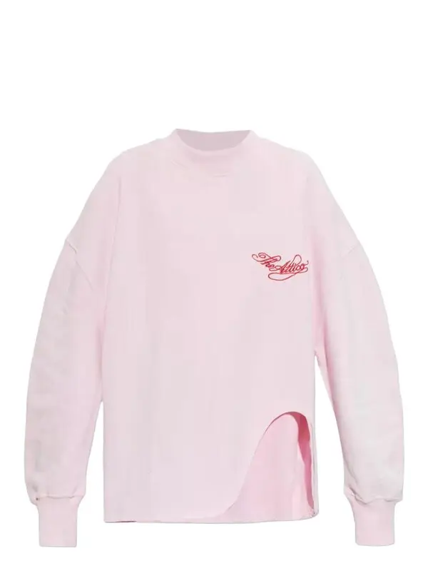 Attico Embroidered Logo T-shirt With Slit Detail - Pink