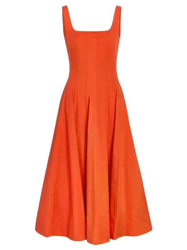 Staud Wells Flared Midi Dress - Orange