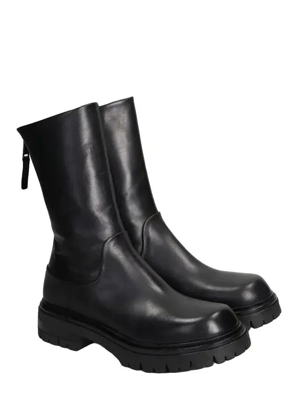 Elena Iachi Zip Leather Boots - Black