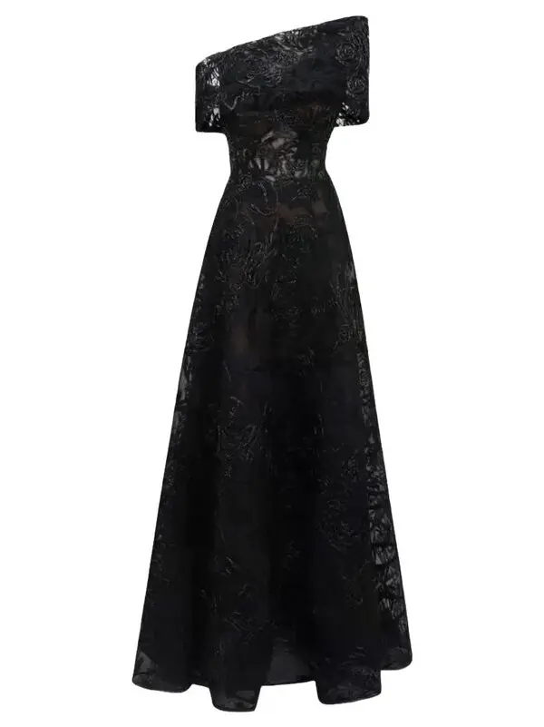 GEMY MAALOUF Asymmetrical-neck Maxi Dress - Black