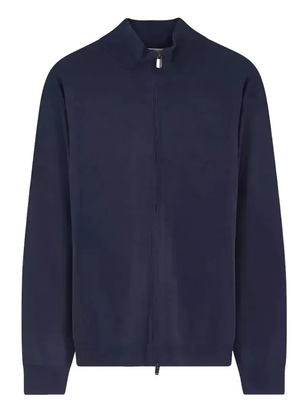 BRAMANI CASHMERE Zip-up High-neck Cardigan - Blue