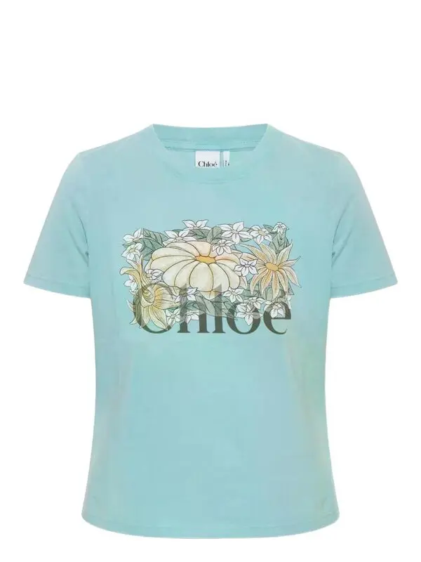 Chloé Baby-fit Logo T-shirt In Cotton Jersey - Blue