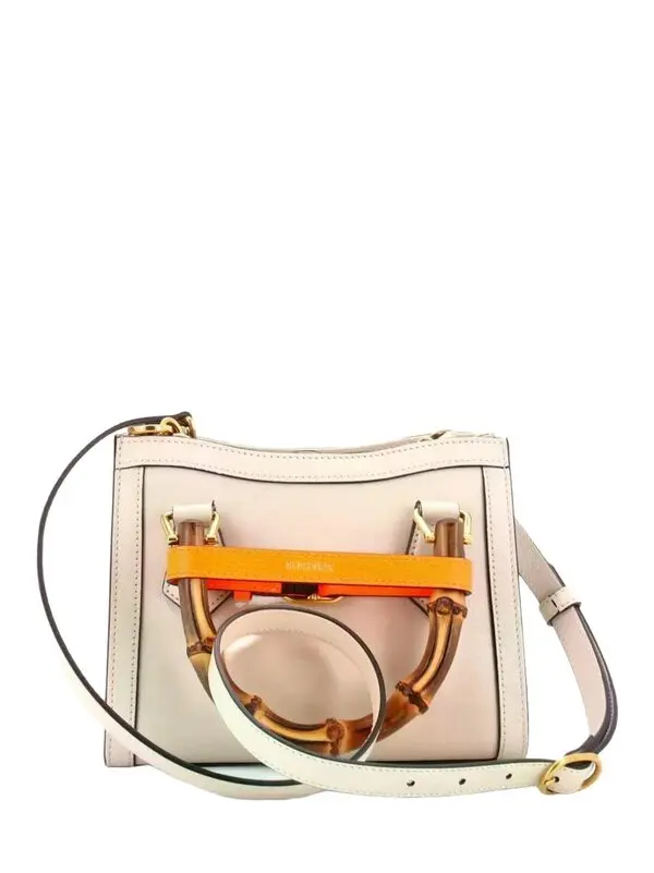 Gucci Diana Nm Bamboo Handle Tote Leather Mini Crossbody Bag - White