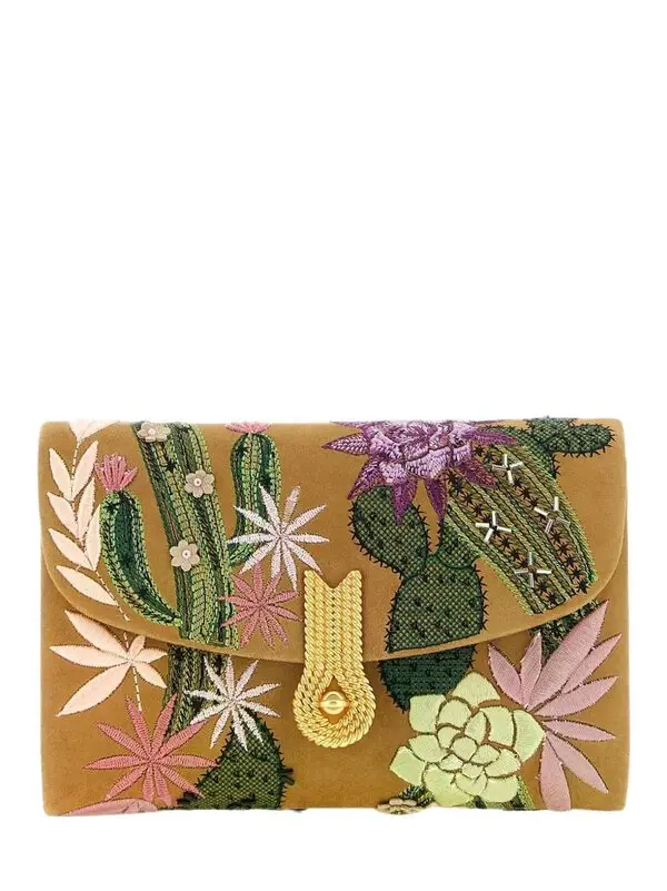 AMATO DANIELE Clutch Bag With Cactus Embroidery - Neutrals