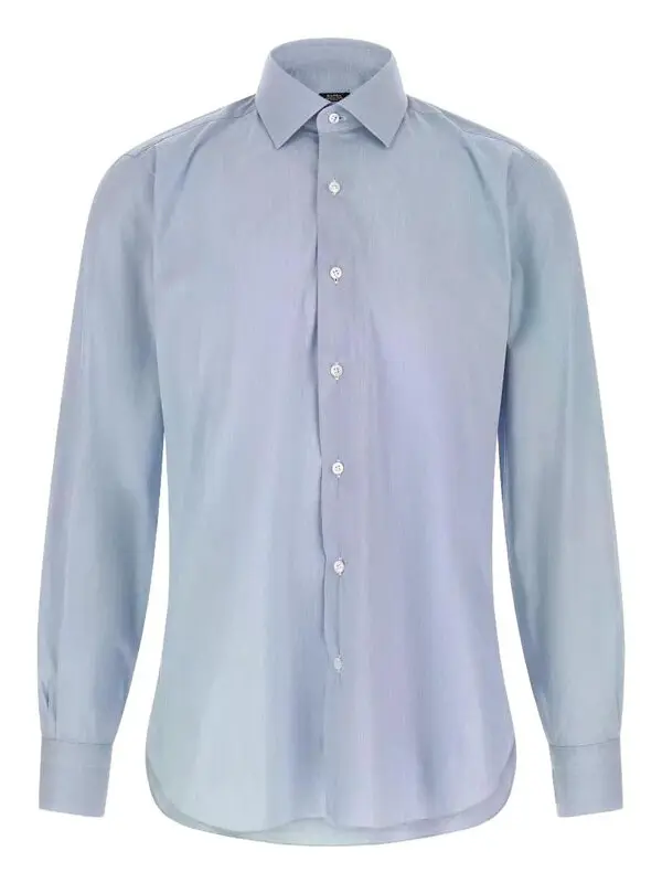 BARBA NAPOLI Poplin Classic-collar Shirt - Blue